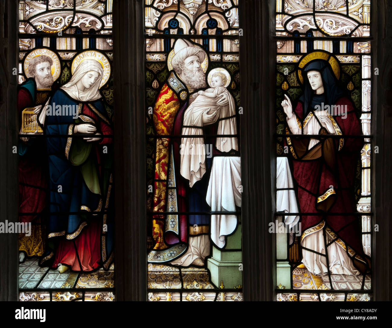 Stained glass window, St. Kenelm`s Church, Enstone, Oxfordshire, UK ...