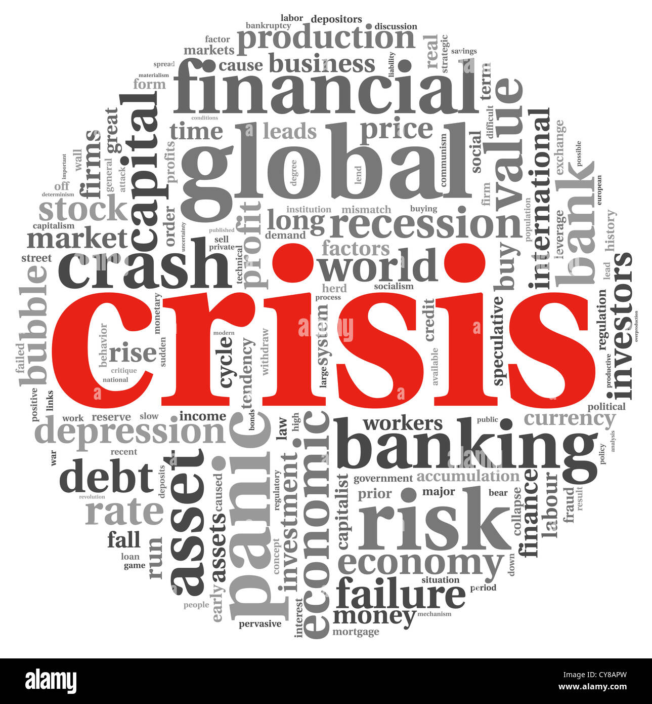 Crisis concept in info-test grapthics on white background Stock Photo ...