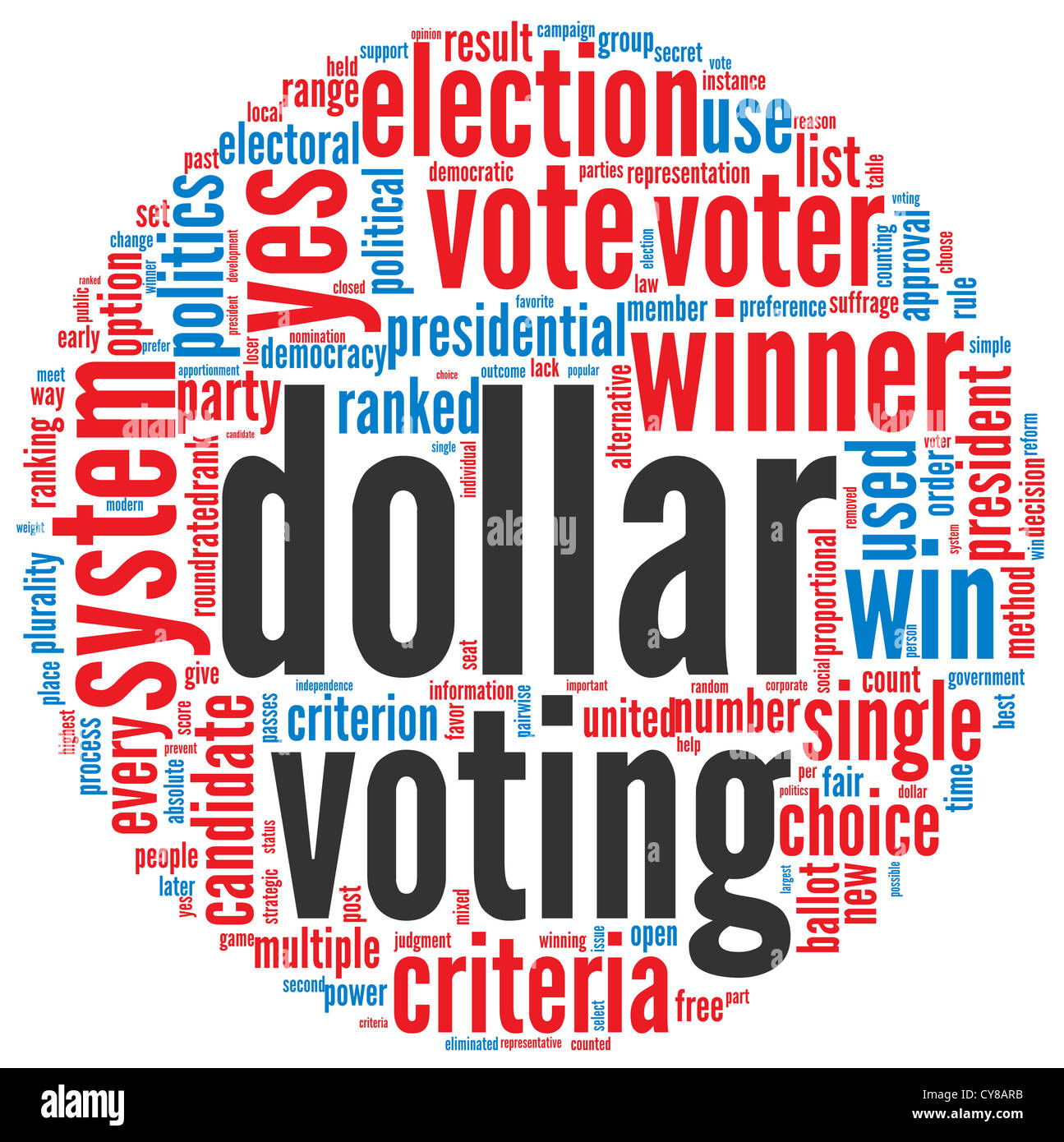 Dollar voting concept in word tag cloud on white background Stock Photo ...