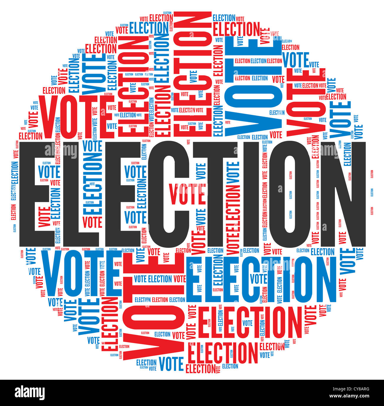 Election and vote concept in word tag cloud on white background Stock ...