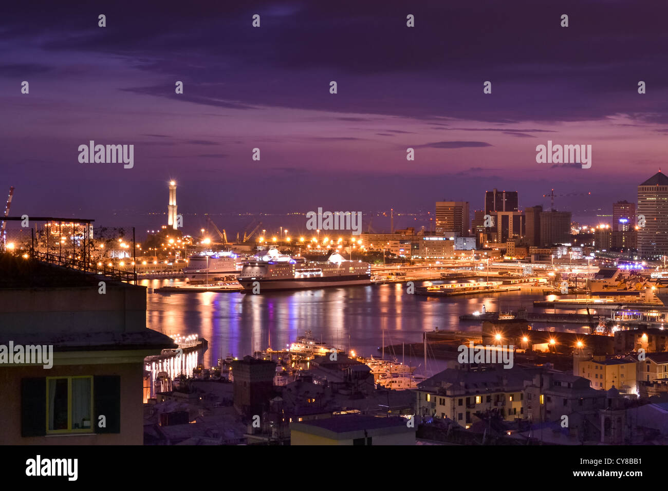 Genoa at sunset from the top Stock Photo - Alamy