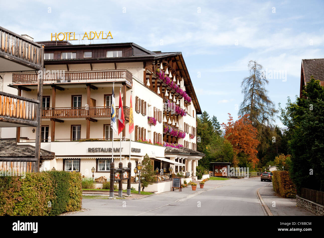 Hotel Adula ( Advla ), Flims, Swiss alps, Switzerland Europe Stock ...