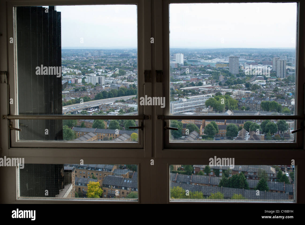 View over London from flat on the 30th floor of the iconic Trellick ...