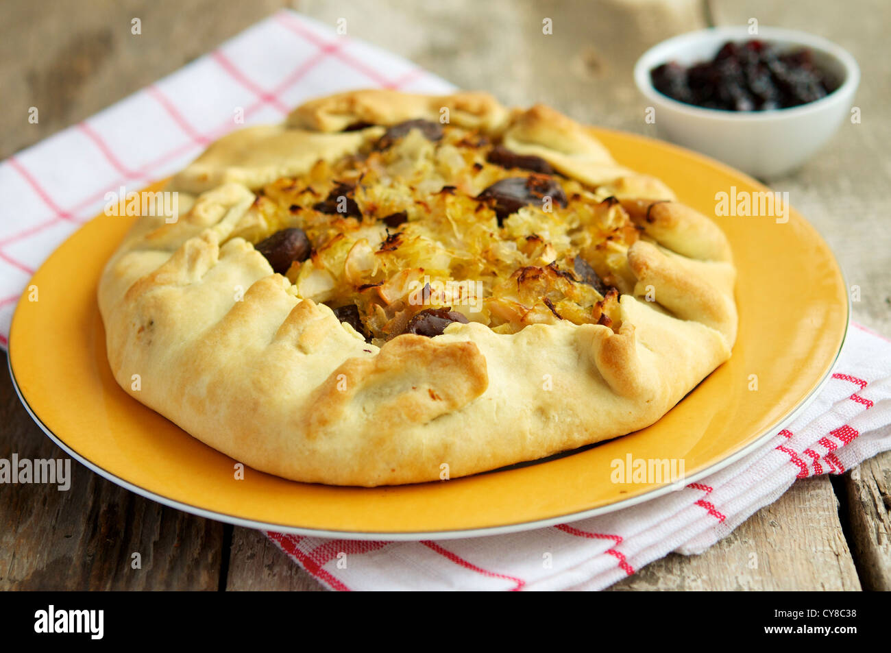 A French Galette with an onion, cabbage, apple and chestnut filling ...