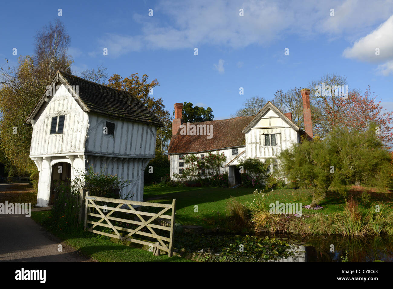 Lower Brockhampton timber-framed manor house in Worcestershire England ...