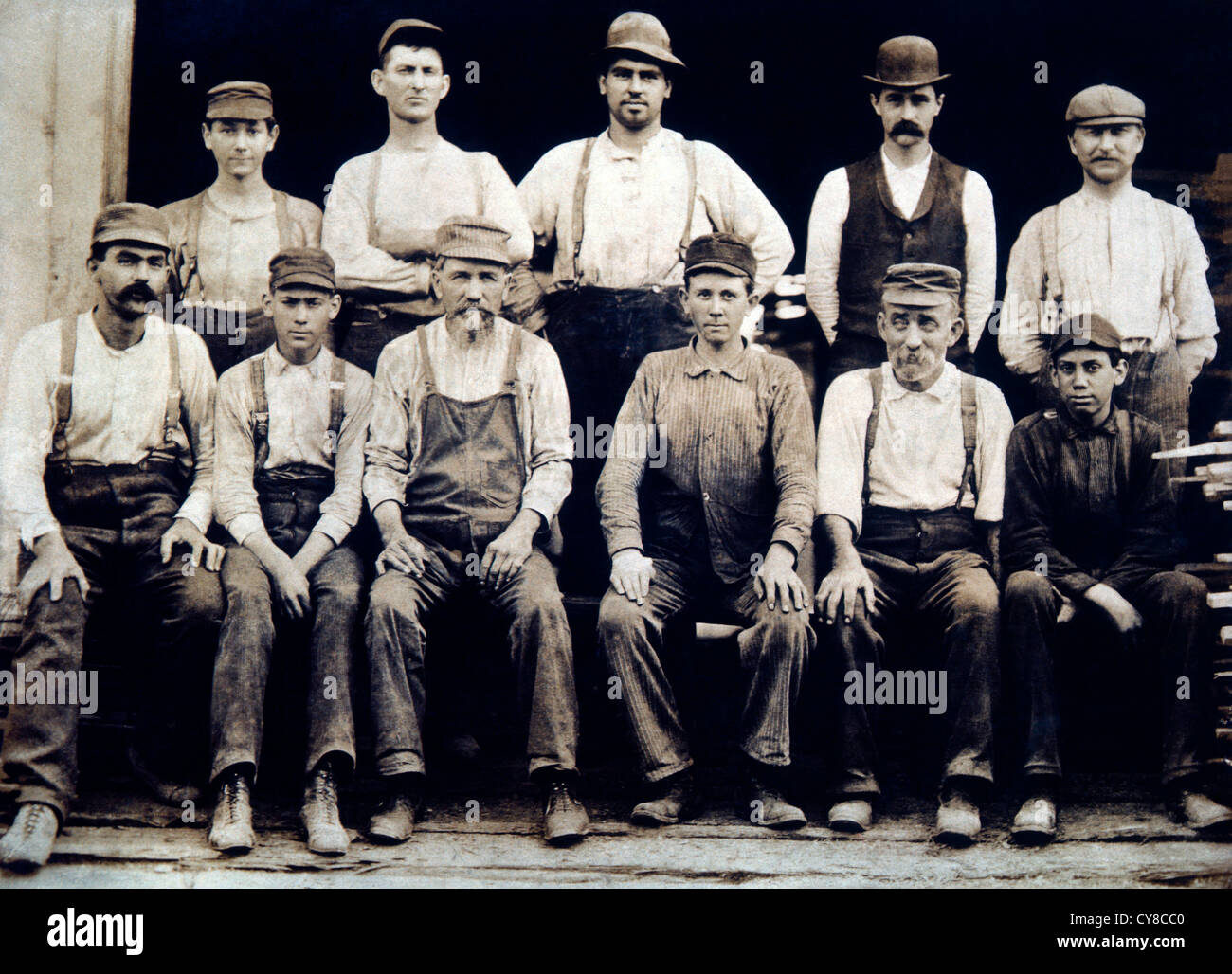 Eleven Workers, Portrait, Circa 1890 Stock Photo - Alamy