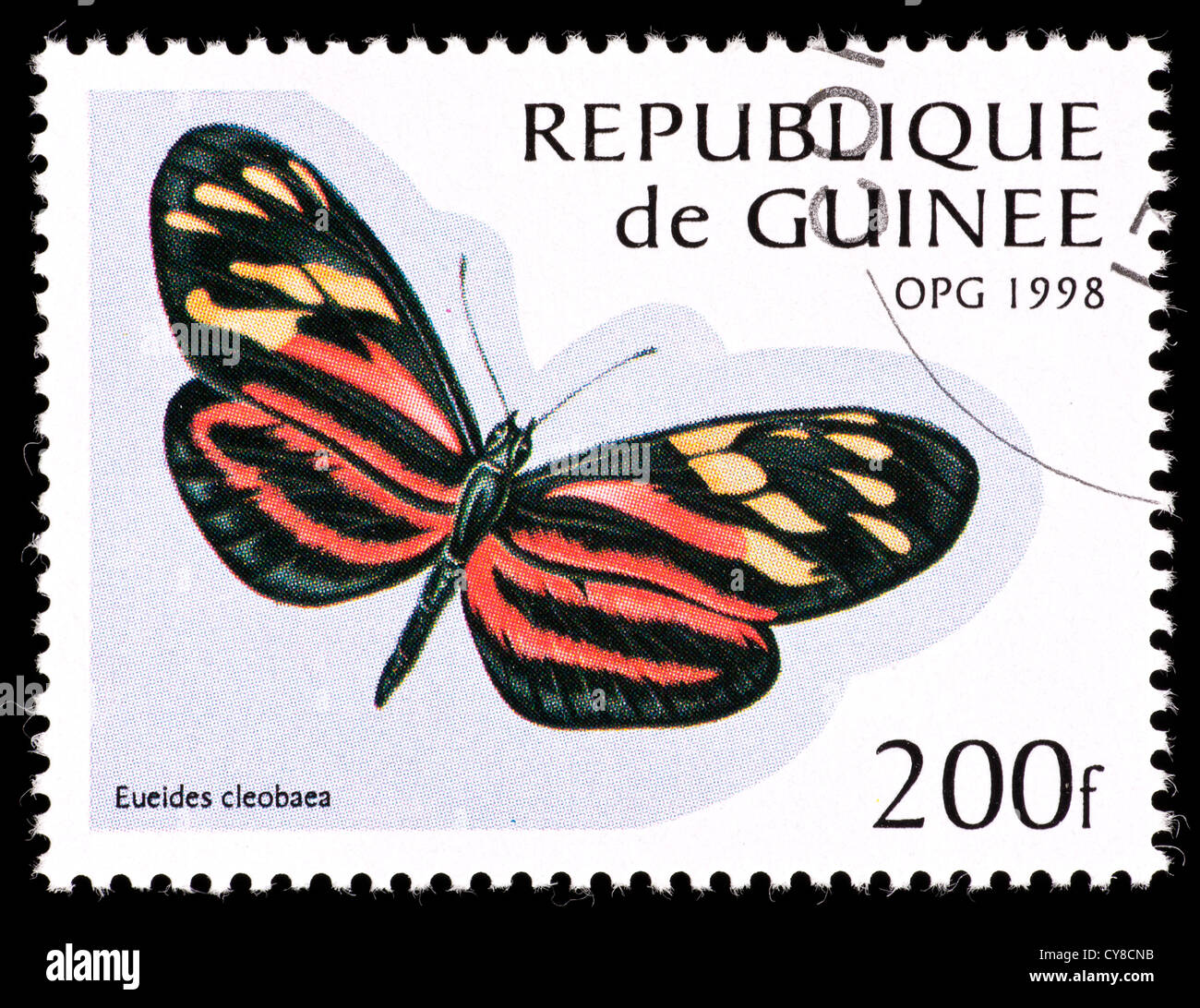 Postage stamp from Guinea depicting a tropical Isabella's Heliconian ...