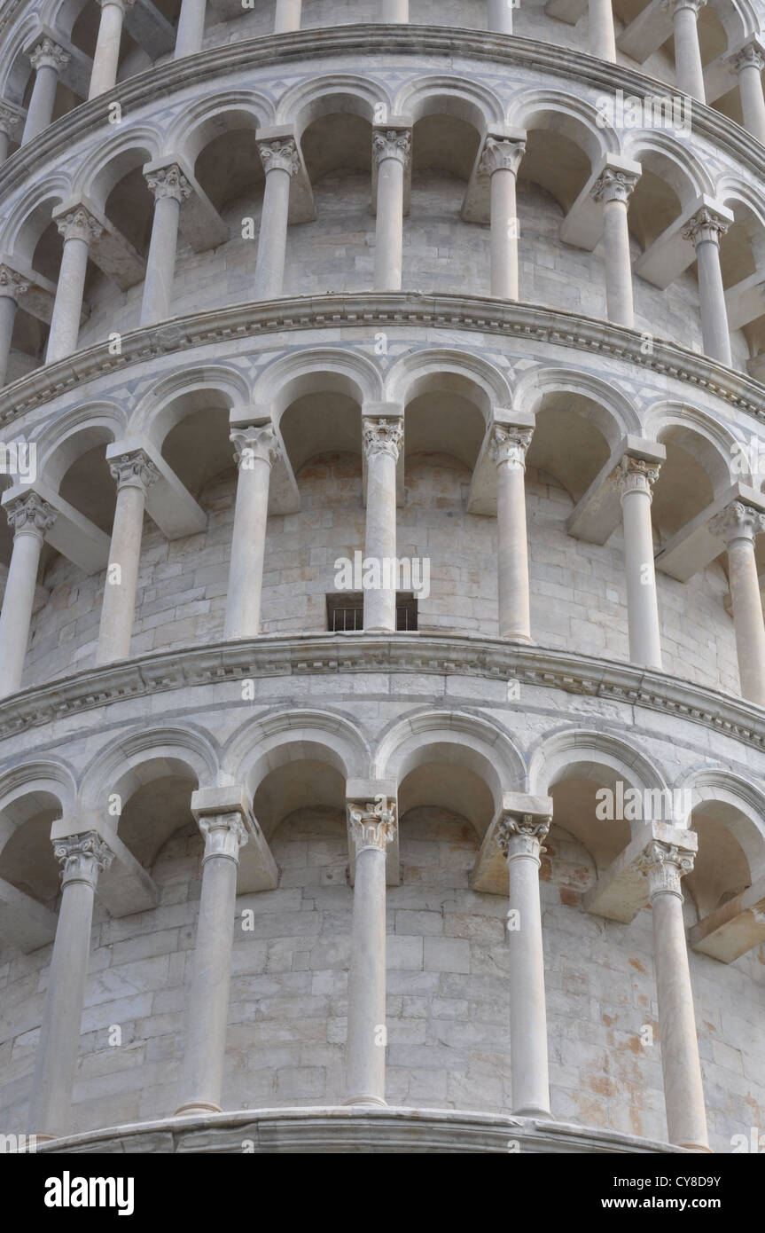 The Leaning Tower of Pisa architectural details Stock Photo - Alamy