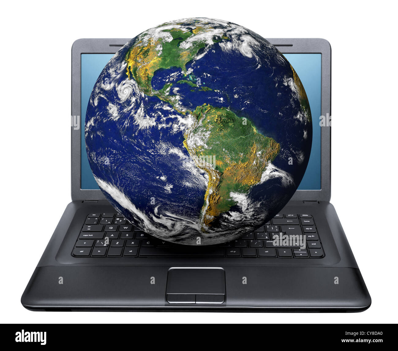 Planet Earth on Modern Notebook Isolated on White Background. Terms of ...