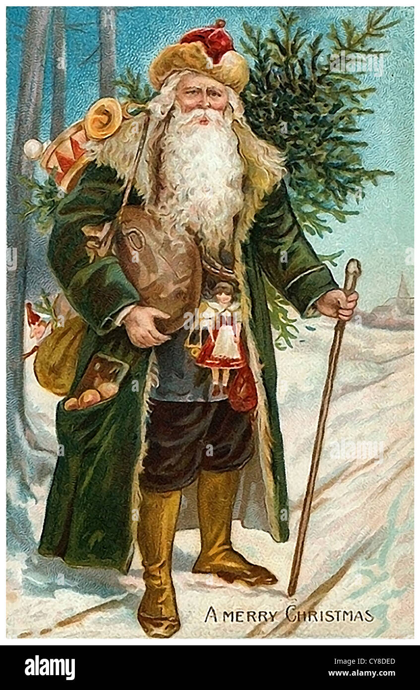 Santa Claus as a traveling man Stock Photo - Alamy