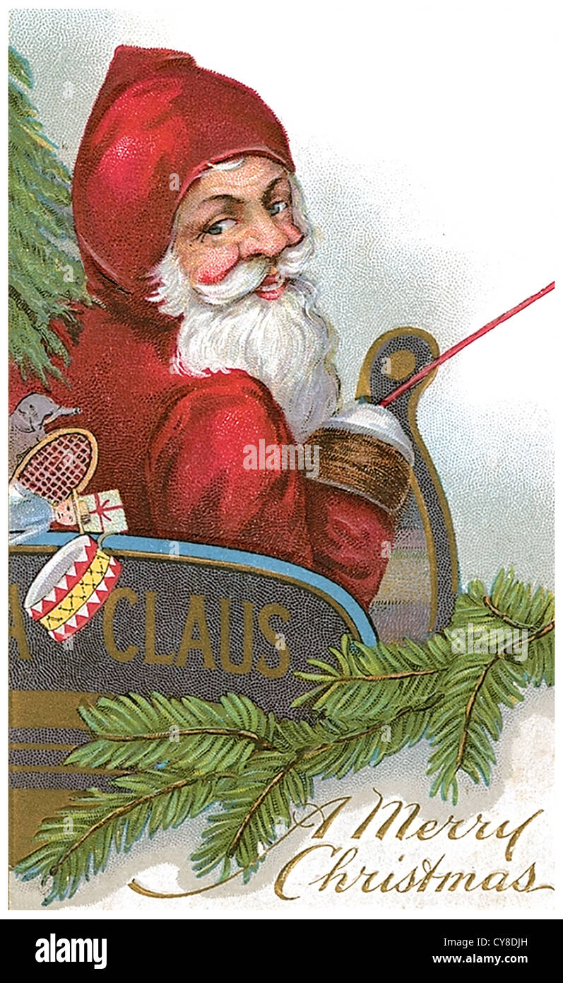 Santa Claus in coach Stock Photo - Alamy
