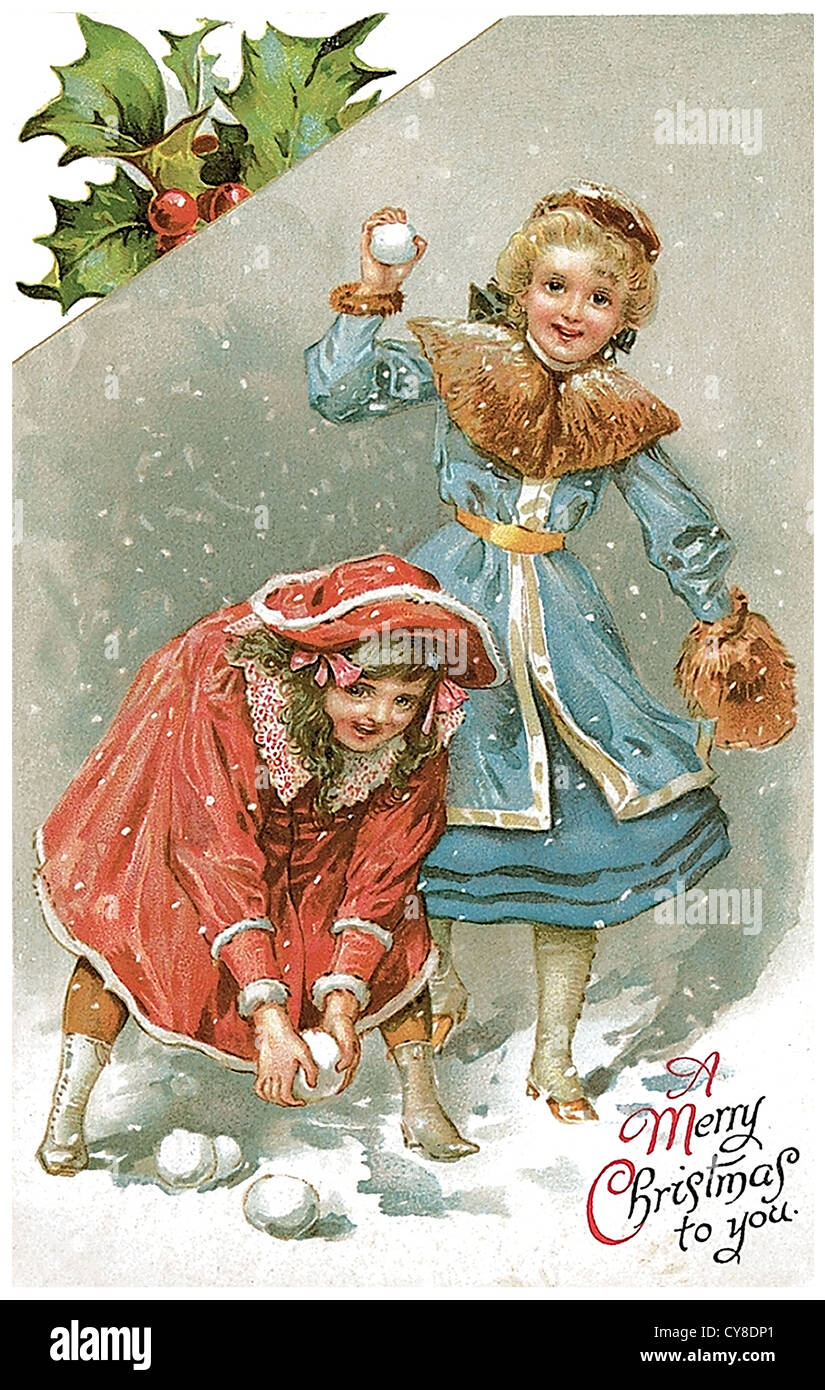 Vintage snowball fight hi-res stock photography and images - Alamy