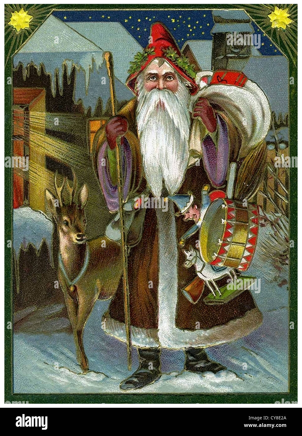 Santa Claus with deer Stock Photo - Alamy