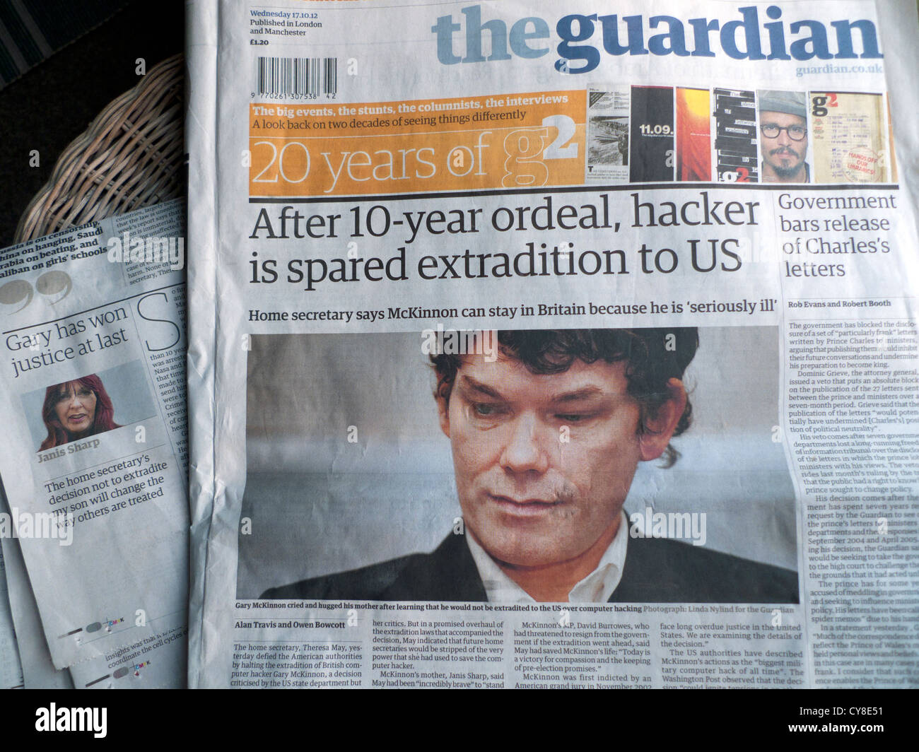 Computer Hacker Gary McKinnon allowed to remain in the UK on the front ...