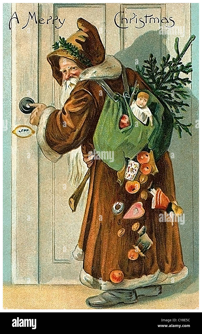 Santa Claus at the door Stock Photo - Alamy