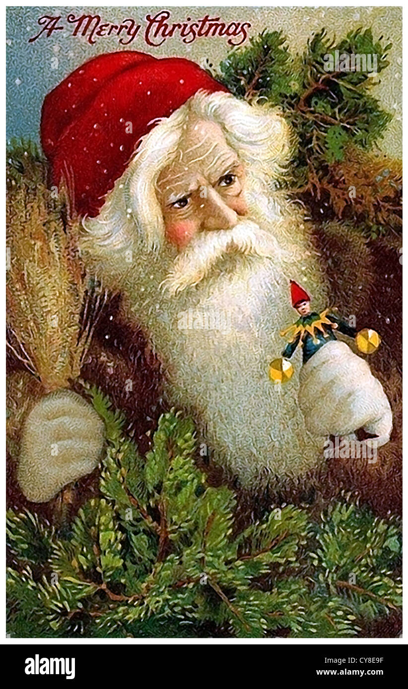 Santa Claus with puppets Stock Photo - Alamy
