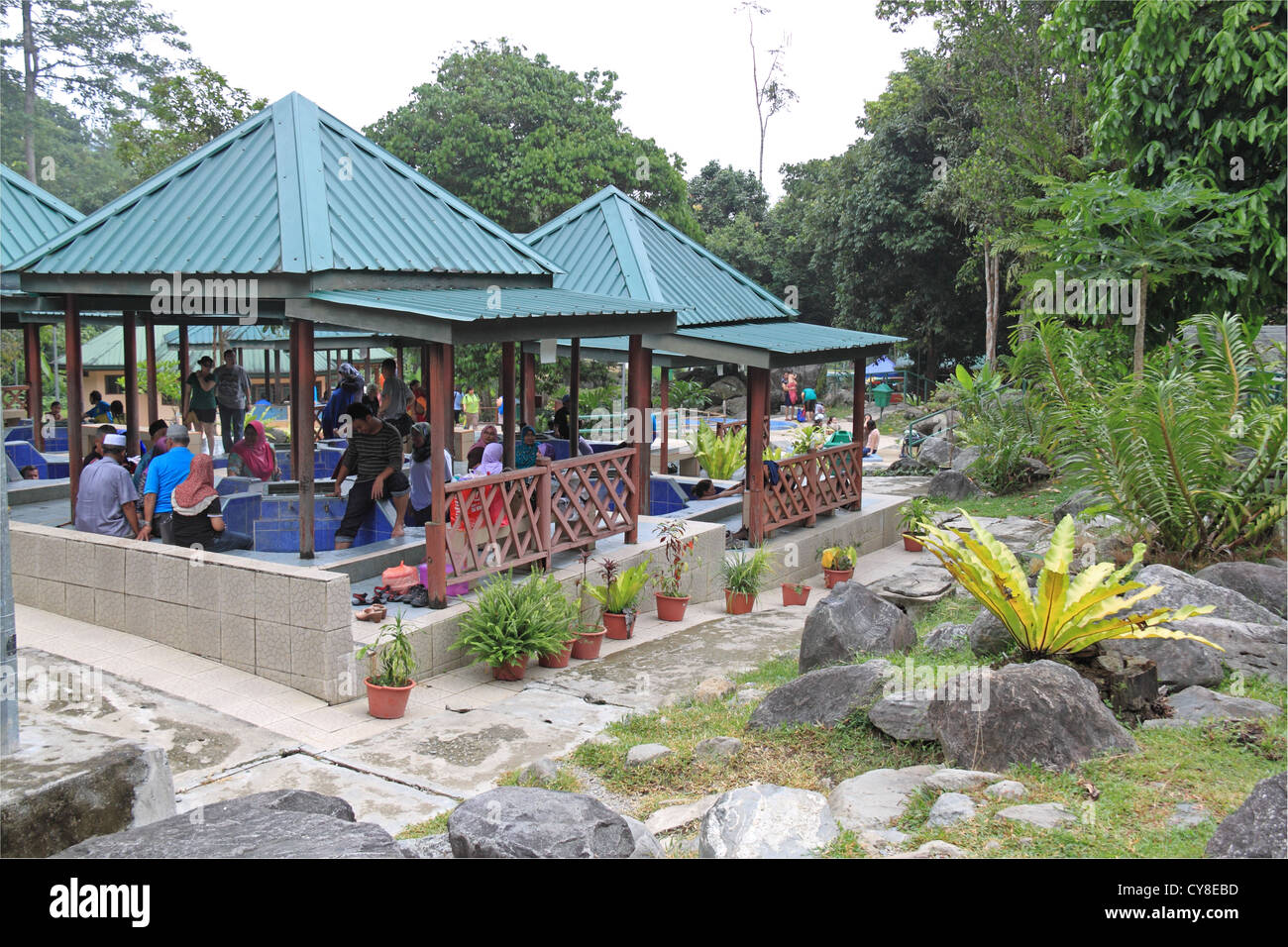 Hot water spa bath tubs at Poring Hot Springs, Kinabalu Park, Sabah ...