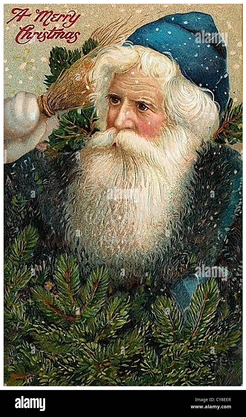Santa Claus portrait blue Stock Photo - Alamy
