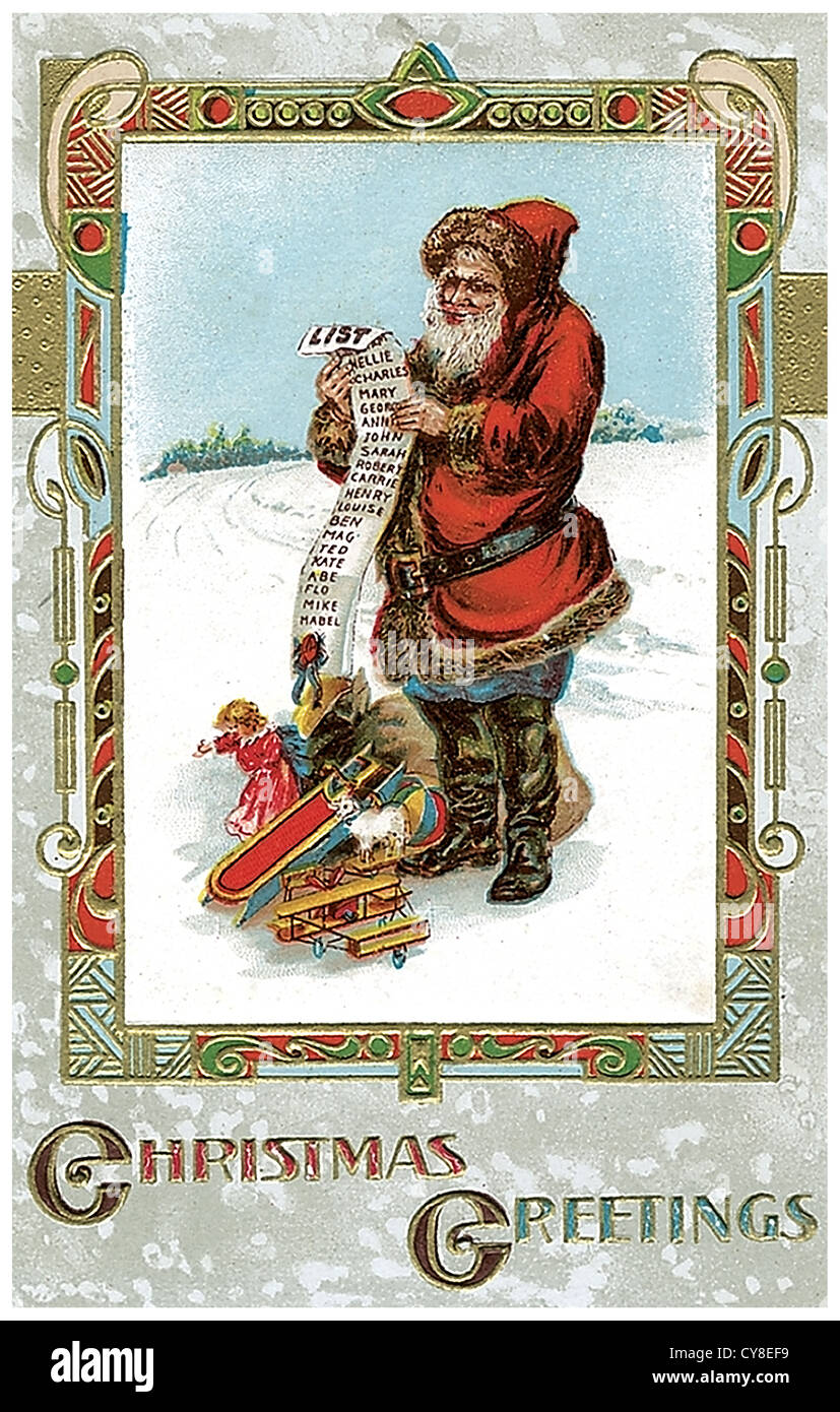Santa Claus with List Stock Photo - Alamy