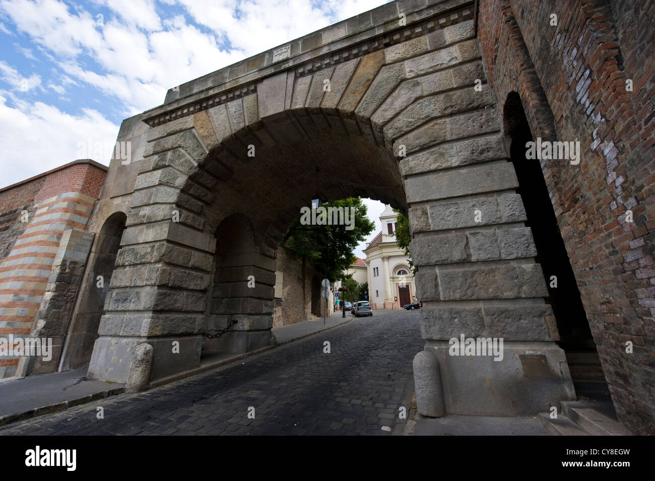 Budapest, the capital of Hungary. Ostrom Street gate, Buda Castle ...