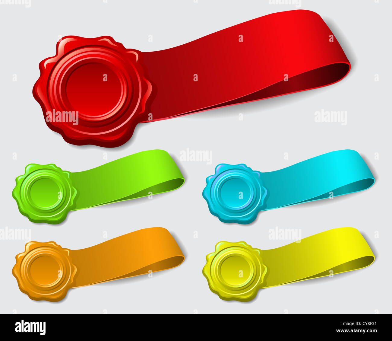 Collection of colorful wax seal with ribbons Stock Photo - Alamy