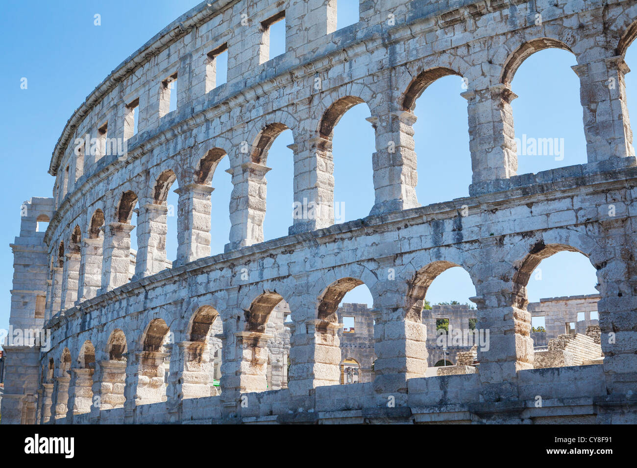 Pula Arena, historic Roman amphitheatre and famous landmark in Pula ...