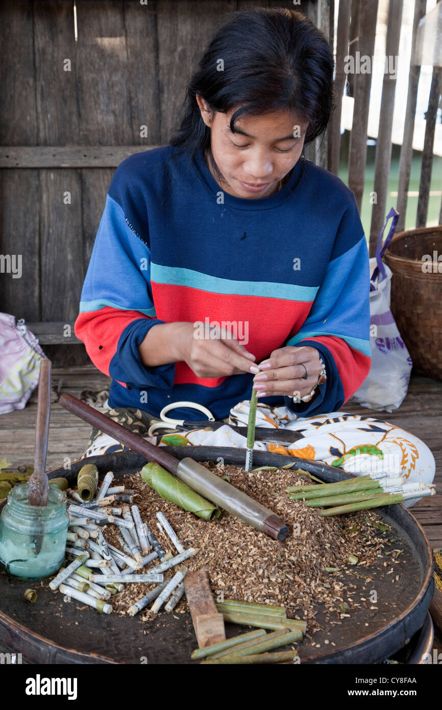Myanmar, Burma. Burmese Woman of Intha Ethnic Group Making Cheroots ...