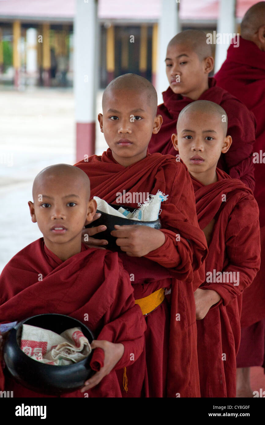 Myanmar, Burma. Buddhist Monks Waiting in Line to Receive Gifts from a ...