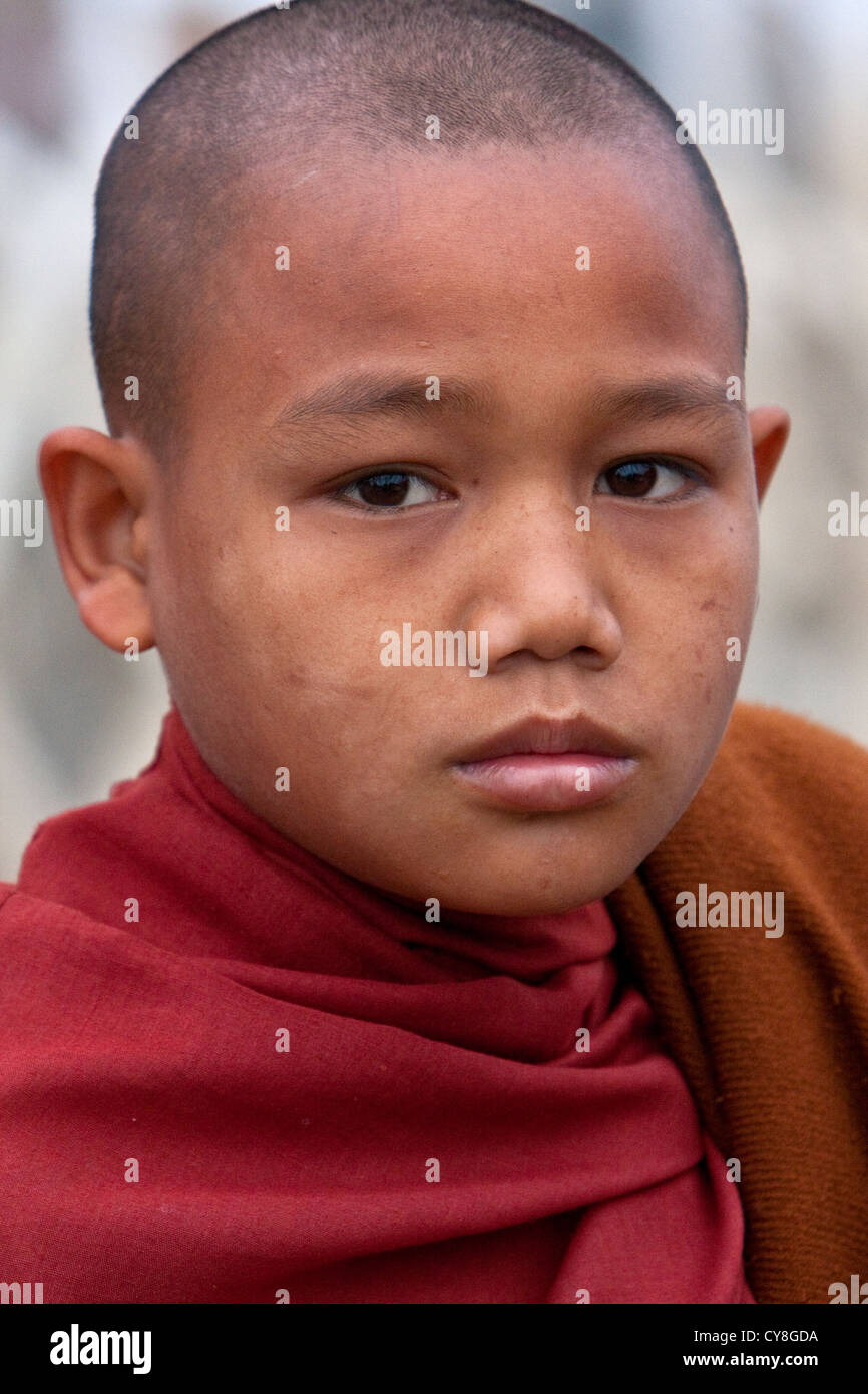 Myanmar, Burma. Young Burmese Boy Buddhist Monk, Alodaw Pauk Pagoda ...
