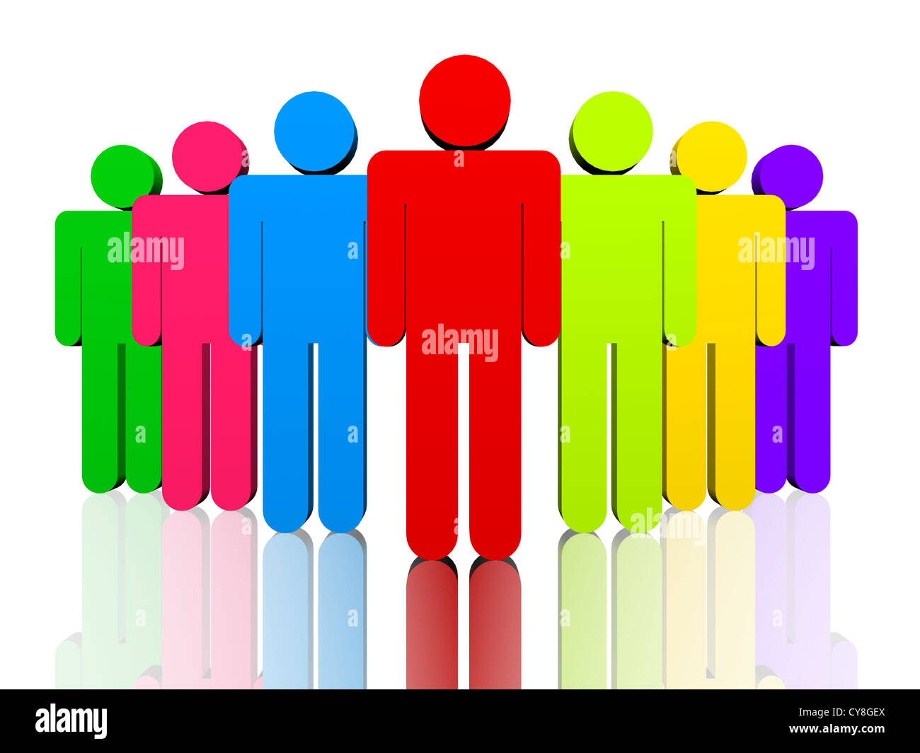 Colorful man figures depicting leadership and teamwork concept Stock ...