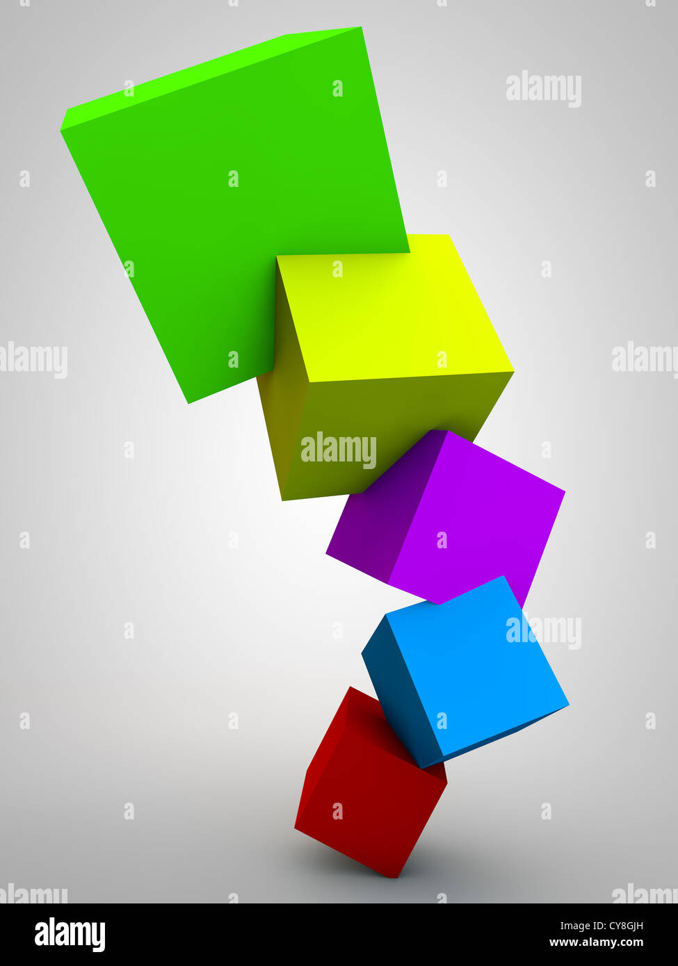 Multi Colored Cubes over white Background Stock Photo - Alamy