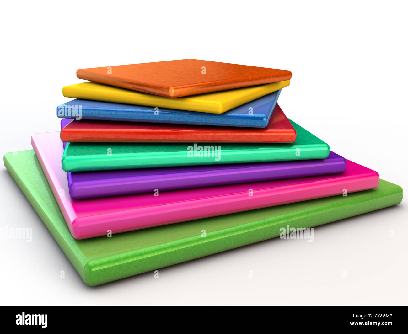 Layered glossy pyramid over white background Stock Photo - Alamy