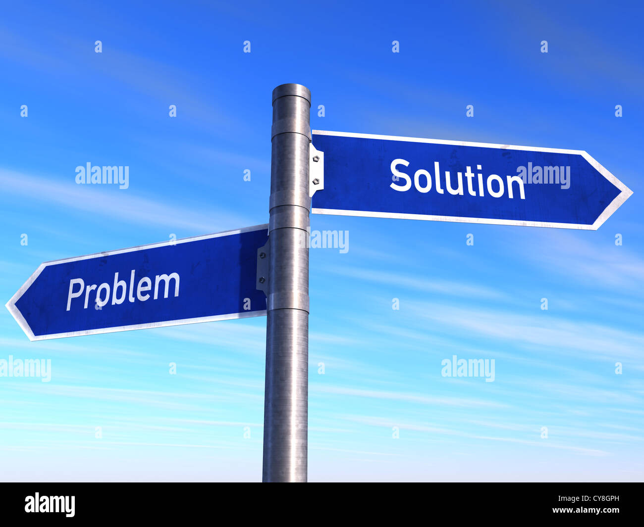 Road sign Problem Solution Stock Photo - Alamy