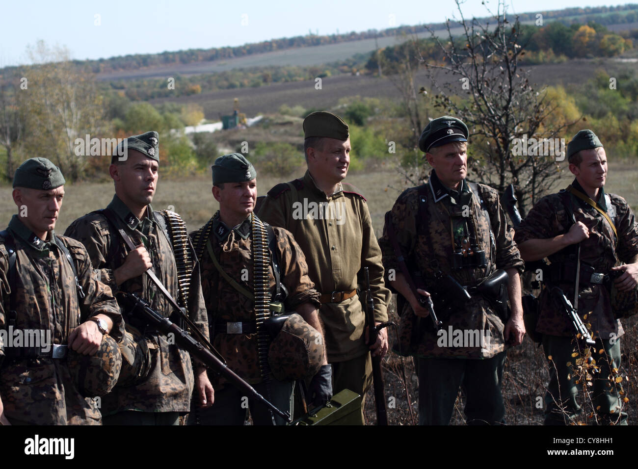 members of Zaporozhye history club "Shield of the Fatherland" wears ...