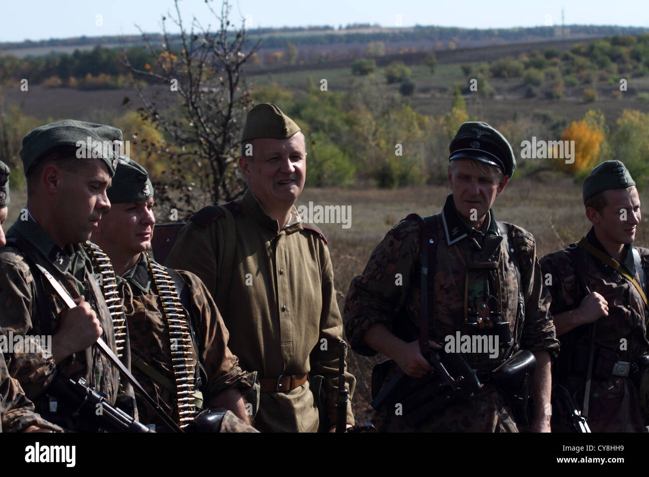 members of Zaporozhye history club "Shield of the Fatherland" wears ...