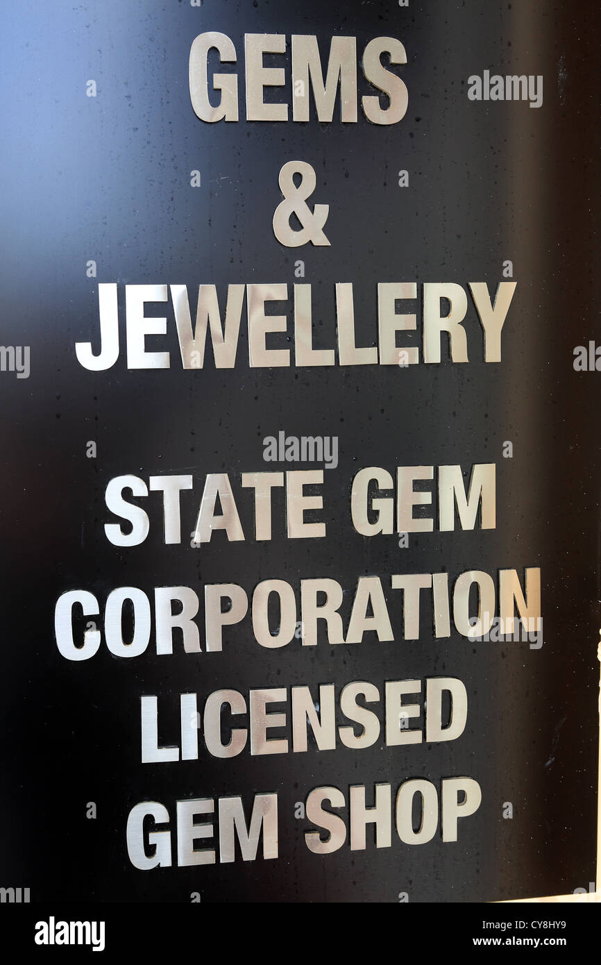 Jewelery and gemstone shop sign inside Galle Fort, licensed by the ...