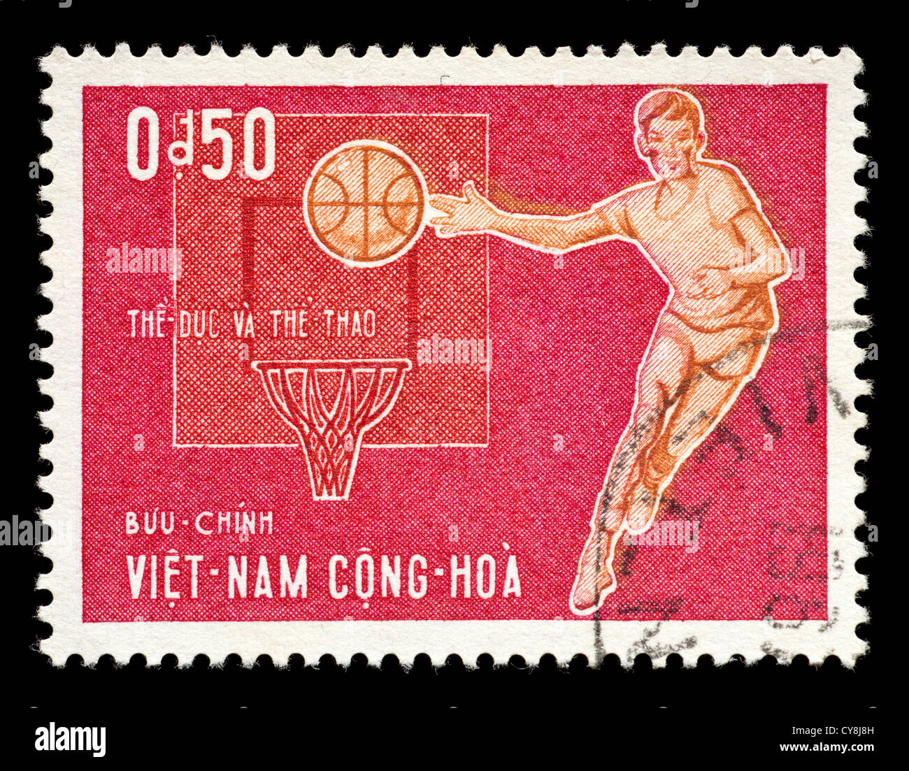 Postage stamp from Vietnam depicting a basketball player Stock Photo ...