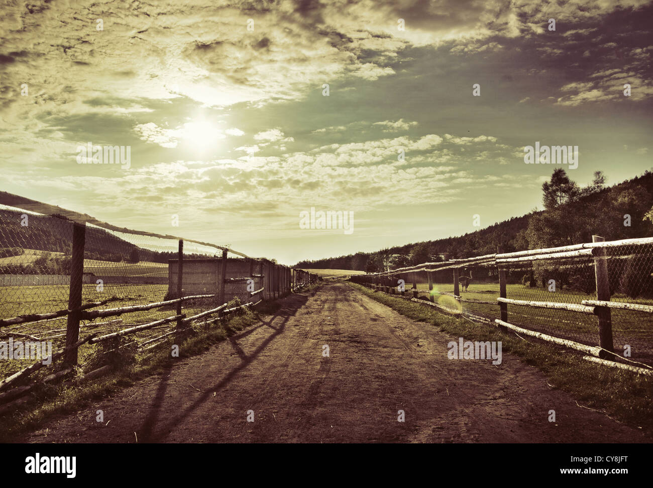 Road lane and deep blue sky Stock Photo - Alamy