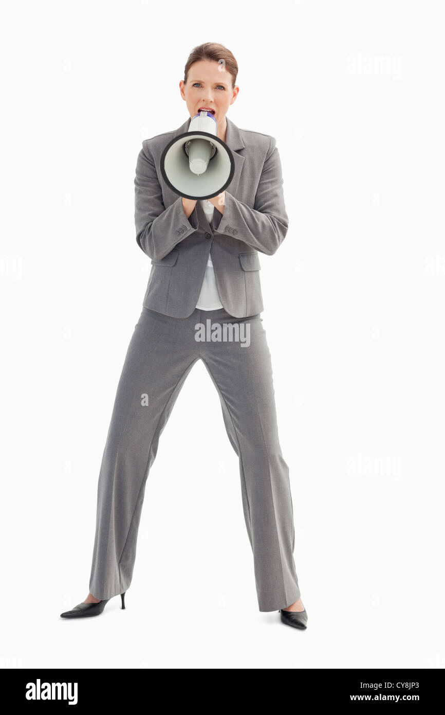 Woman yelling microphone hi-res stock photography and images - Alamy