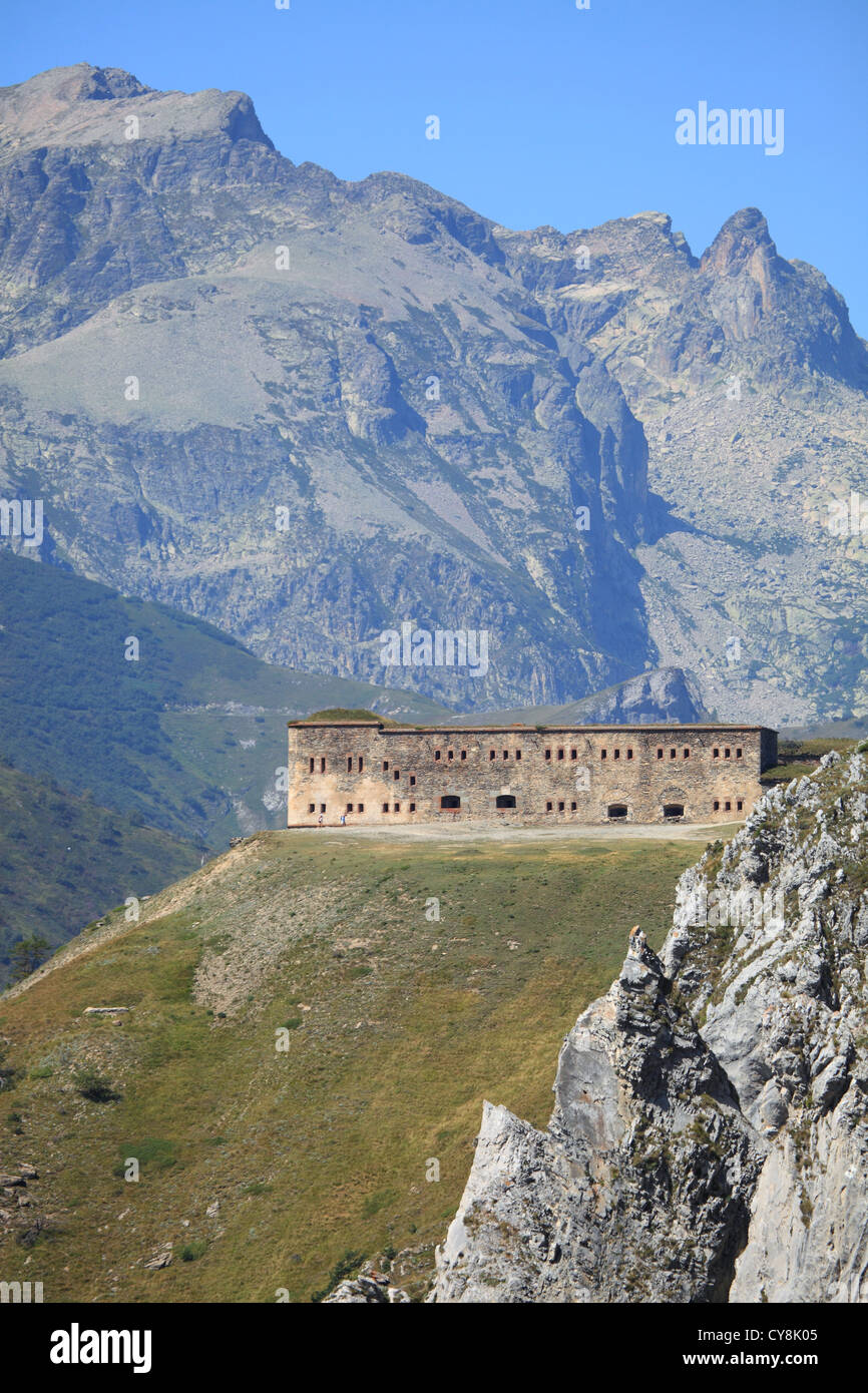 Fortress in the Col de Tende between France and Italy in the Mercantour ...