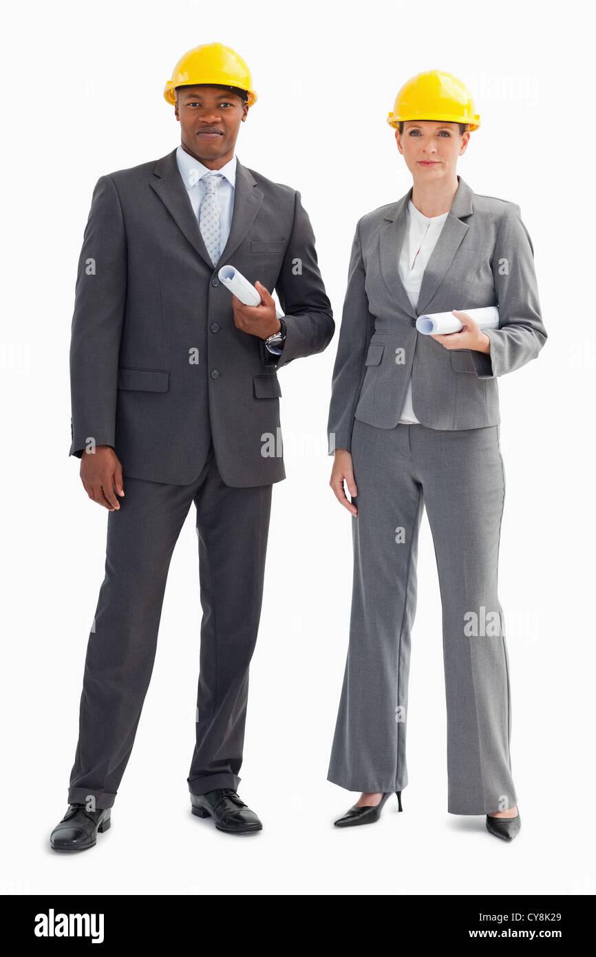 Female hard hat blueprints Cut Out Stock Images & Pictures - Alamy