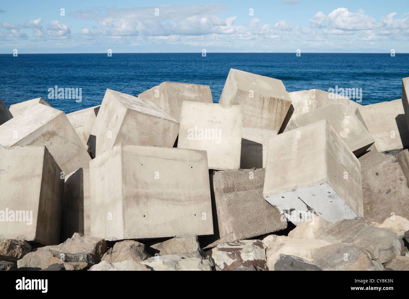 Coastal defence concrete blocks on Gran Canaria, Canary Islands, Spain ...