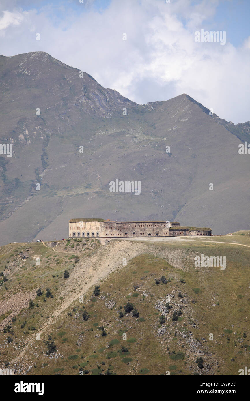 Fortress in the Col de Tende between France and Italy in the Mercantour ...