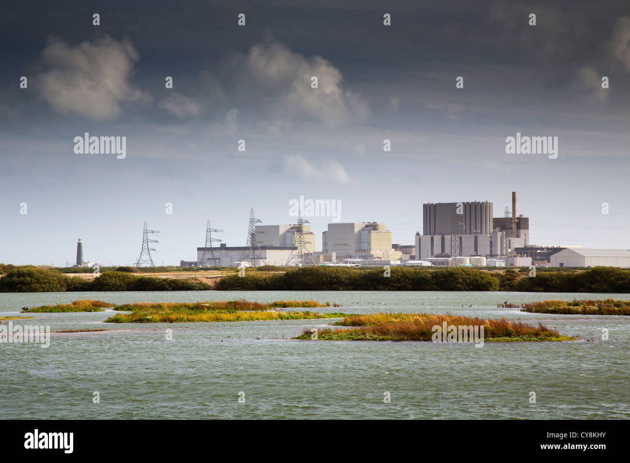 Dungeness RSPB Reserve; Kent; looking towards power station Stock Photo ...