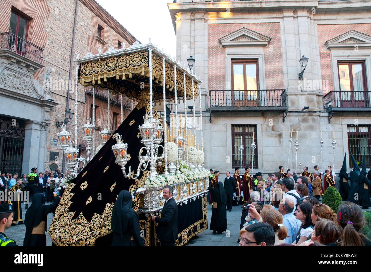 Virgin Mary at Student's procession. Holy Week, Madrid, Spain Stock ...