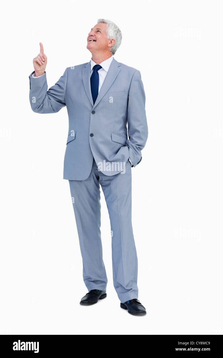 Businessman pointing up Stock Photo - Alamy