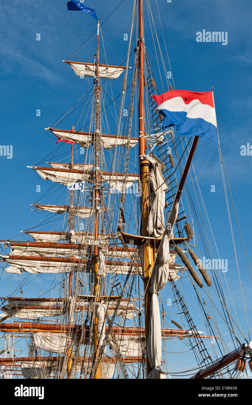 Foremast and mainmast of tall ship. Edinburgh Stock Photo - Alamy