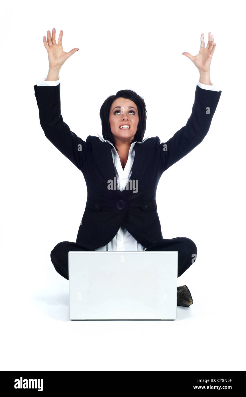 Computer stress dark office staff Cut Out Stock Images & Pictures - Alamy