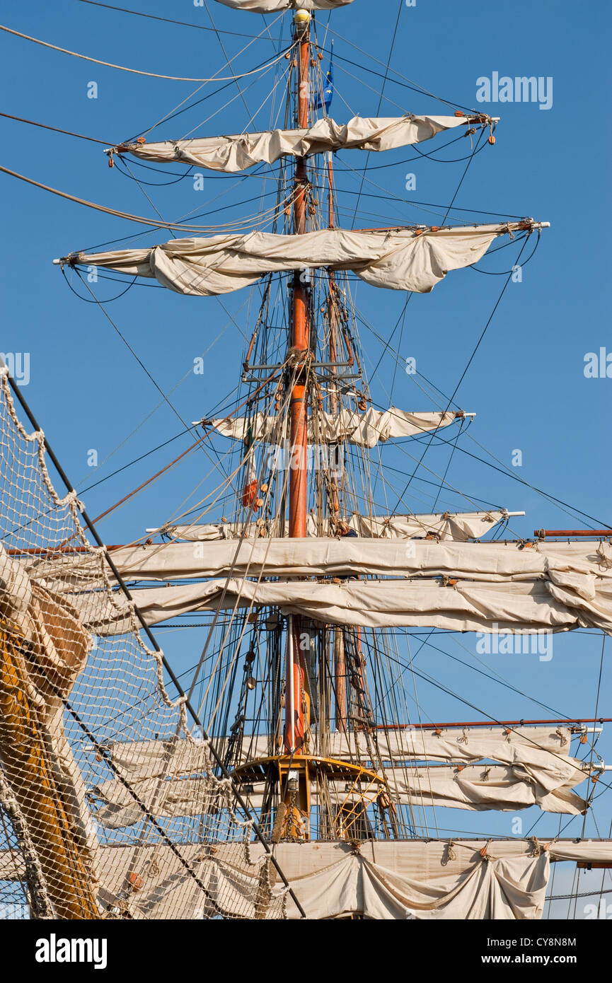Foremast and mainmast of tall ship. Edinburgh Stock Photo - Alamy