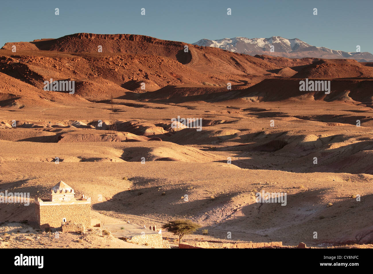 Landscape near Ait Benhaddou in Morocco, with the High Atlas mountains ...